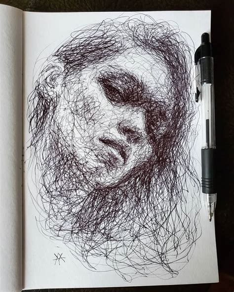 This Self Taught Artist Draws Female Portraits Entirely By Scribbling