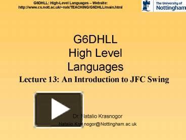 PPT Lecture 13 An Introduction To JFC Swing PowerPoint Presentation