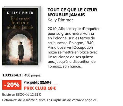 Promo Tout Ce Que Le Cœur N oublie Jamais Kelly Rimmer chez France