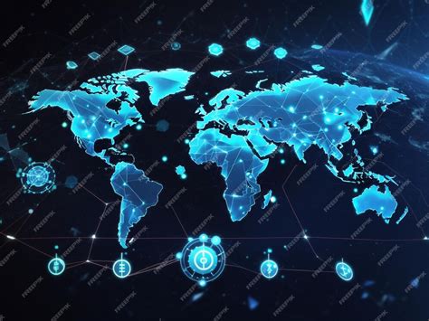 Premium Ai Image Futuristic Blockchain Technology Hud Background