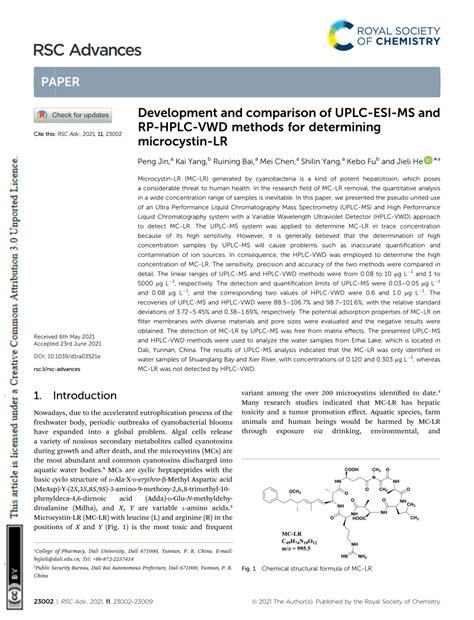 Pdf Development And Comparison Of Uplc Esi Ms And Rp Hplc Vwd Methods