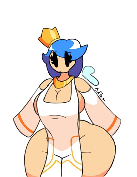 Rule 34 Apron Big Breasts Big Thighs Blue Hair Crown Fairy Forager Game Golden Collar Milf