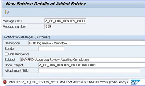 Solved Error Entry Does Not Exist In GRFNNOTIFYMSG Chec SAP Community