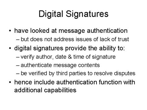 Chapter Digital Signatures Authentication Protocols Digital Signatures