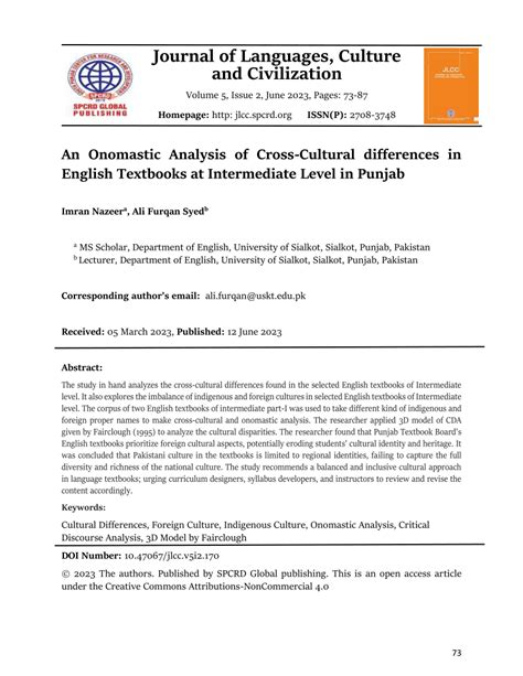 Pdf An Onomastic Analysis Of Cross Cultural Differences In English Textbooks At Intermediate