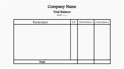 Format Of Trial Balance