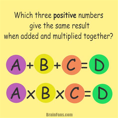 Three Positive Numbers Added And Multiplied Number And Math Puzzle