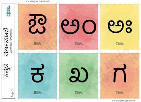 Kannada Alphabet Flashcards Printable Varnamale Vowels Consonants Numbers Etsy