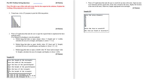Solved Part Iii Problem Solving Questions Marks Chegg