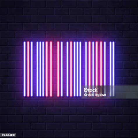 Code Barres Icône De Néon Lumineux Sur Fond De Mur De Briques Vecteurs