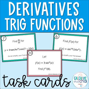 Derivatives For Trig Functions By Calculus And Chai TpT