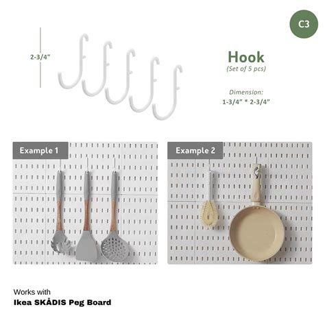 Pegboard Organizer Set Compatible With Ikea SkÅdis Includes Knife
