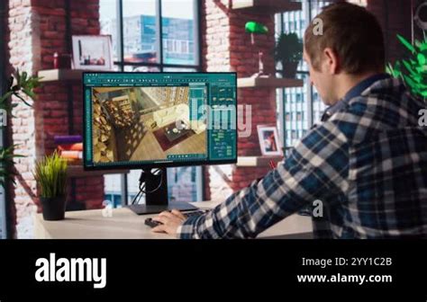 Architectural Designer In Home Office Moving Assets In 3d Modeling