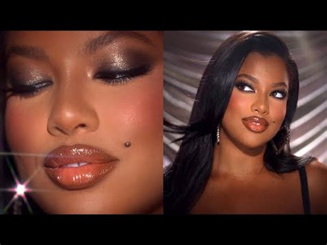 Glittery Smokey Eye Warm Nude Lip Tutorial YouTube