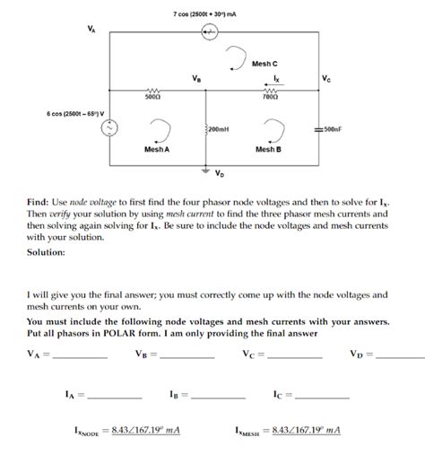 solved find use node voltage to first find the four phasor