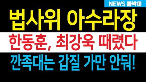 한동훈 분노 폭발 최강욱 마구 때렸다 국회의원이 갑질하는 자리냐 직격탄 법사위 아수라장 민주 발칵 뒤집어졌다