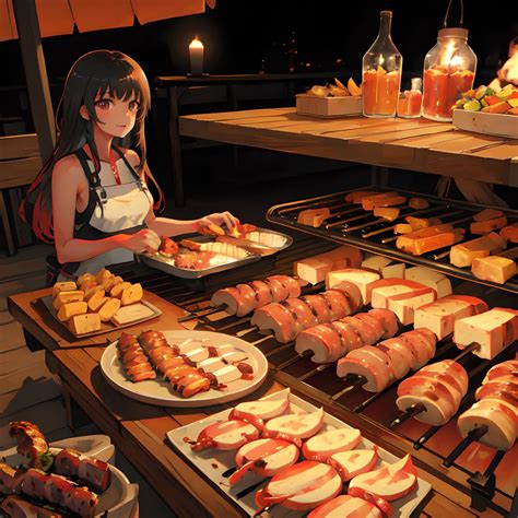 烤烧烤的美女 无界ai