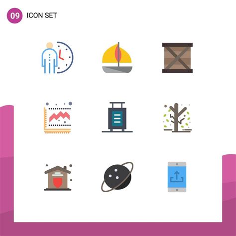 Flat Color Pack Of 9 Universal Symbols Of Bag Growth Box Graph