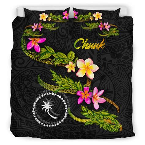 Chuuk Polynesian Bedding Set Plumeria Tribal