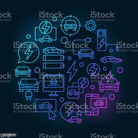 전기 자동차 라운드 블루 그림 어두운 배경에 벡터 원형 개념 기호 경제에 대한 스톡 벡터 아트 및 기타 이미지 경제 과급 기관 교통수단 Istock