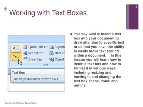 Lesson 9 working with text boxes