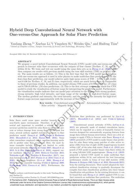Pdf Hybrid Deep Convolutional Neural Network With One Versus One Approach For Solar Flare