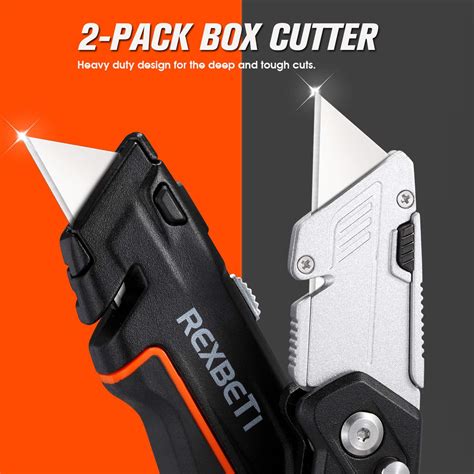 2 Pack Utility Knife Retractable Heavy Duty Box Cutter For Cartons 10