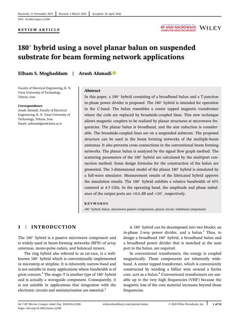 180° Hybrid Using A Novel Planar Balun On Suspended Substrate For Beam