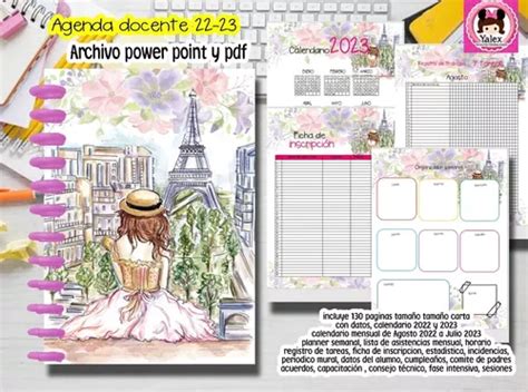 Kit Imprimible Agenda Docente Maestra Paris