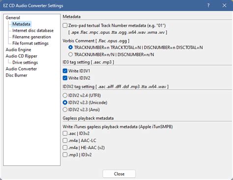 Ez Cd Audio Converter General Metadata Settings