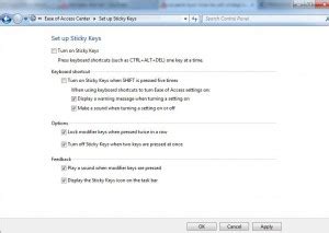 Disable Sticky Keys Popup Dialog In Windows 7