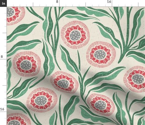 Floral Block Print Fabric Spoonflower