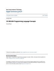 CS 280 008 Programming Language Concepts Syllabus Course Hero