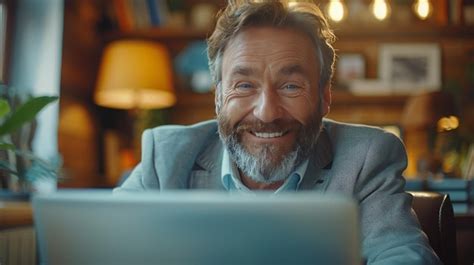 Premium Photo Man Sitting In Front Of Laptop Computer