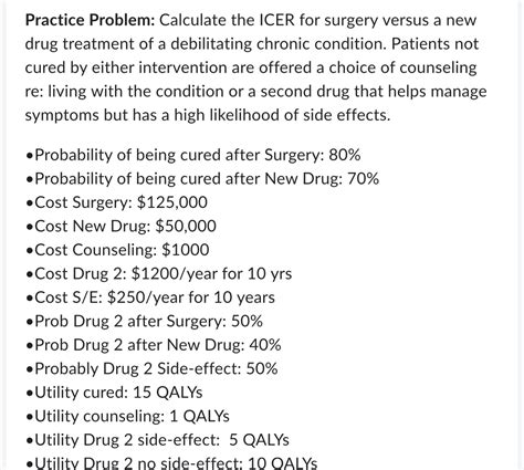 Solved Practice Problem Calculate The ICER For Surgery Chegg Com
