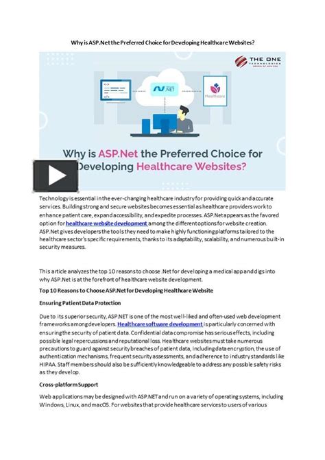PPT Why Is ASP Net The Preferred Choice For Developing Healthcare