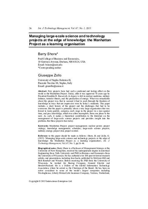 Pdf Managing Large Scale Science And Technology Projects At The Edge