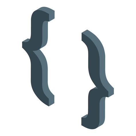 Dark Grey Curly Brackets Isometric Symbol Representing Programming Code 48779950 Vector Art At