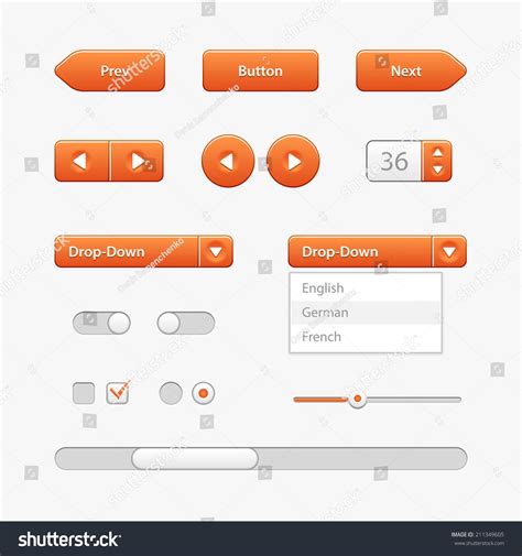Orange Light User Interface Controls Web Elements Website Software