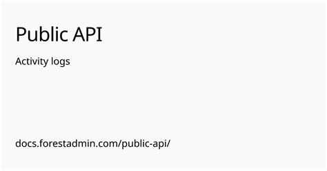 Activity Logs Public Api
