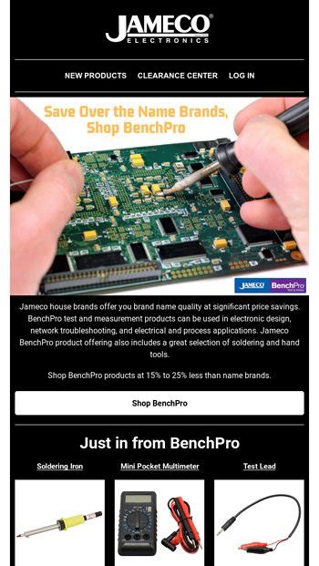 Jameco Electronics Email Newsletters
