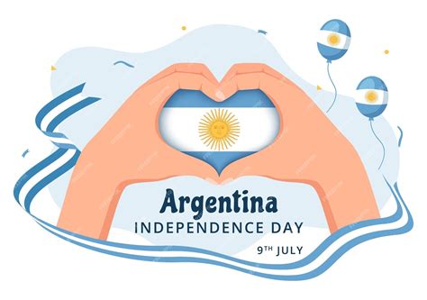 Feliz Día De La Independencia De Argentina El 9 De Julio Ilustración