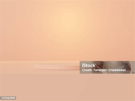 지구 색조 색상 테마가 있는 흰색 빈 연단의 최소 장면의 3d 렌더링 제품 프리젠 테이션 모형 및 화장품 광고를위한 디스플레이