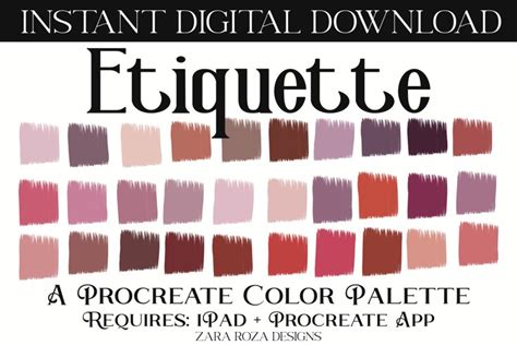 Etiquette Procreate Color Palette 30 Swatches