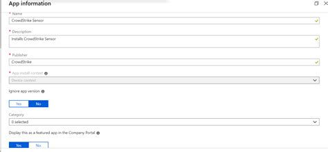 deploy crowdstrike agent to windows 10 via intune as line of business
