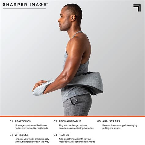Sharper Image Realtouch Shiatsu Massager Grey 1012643 Best Buy