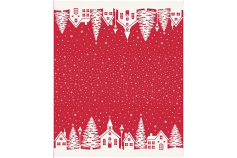 Christmas Village Double Border Pomegranate Freelance Fabrics
