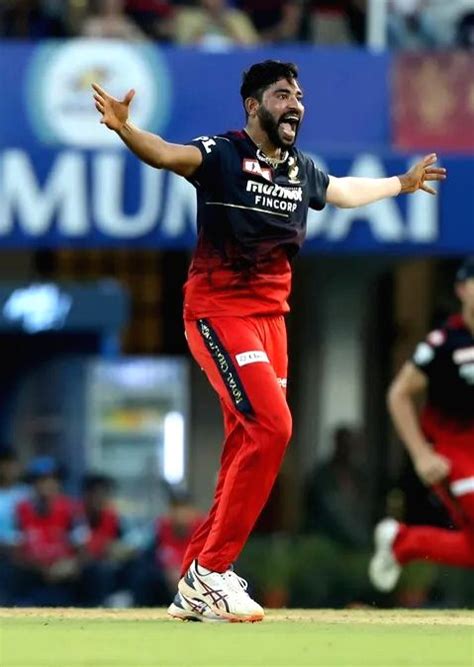 Mumbai Rcb S Mohammed Siraj Celebrates After A Dismissal During The