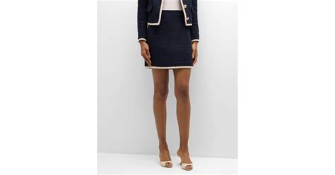 Veronica Beard Roman Tweed Mini Skirt In Blue Lyst