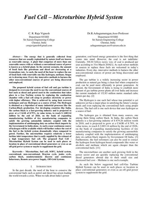 Pdf Fuel Cell Microturbine Hybrid System